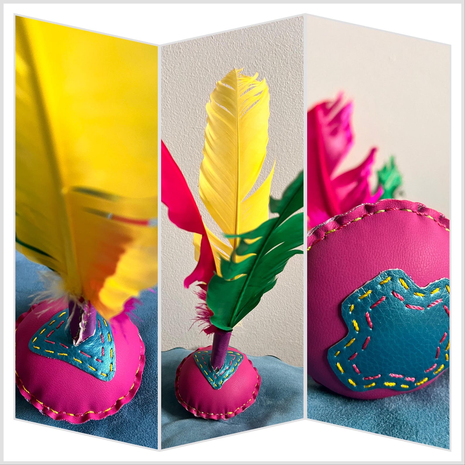 Handcrafted Mexican Peteca Toy: Colorful Feather Outdoor Game - Etsy