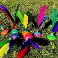 Handmade Mexican Peteca Toy: Vibrant Turkey Feathers, Fun Family Game ...