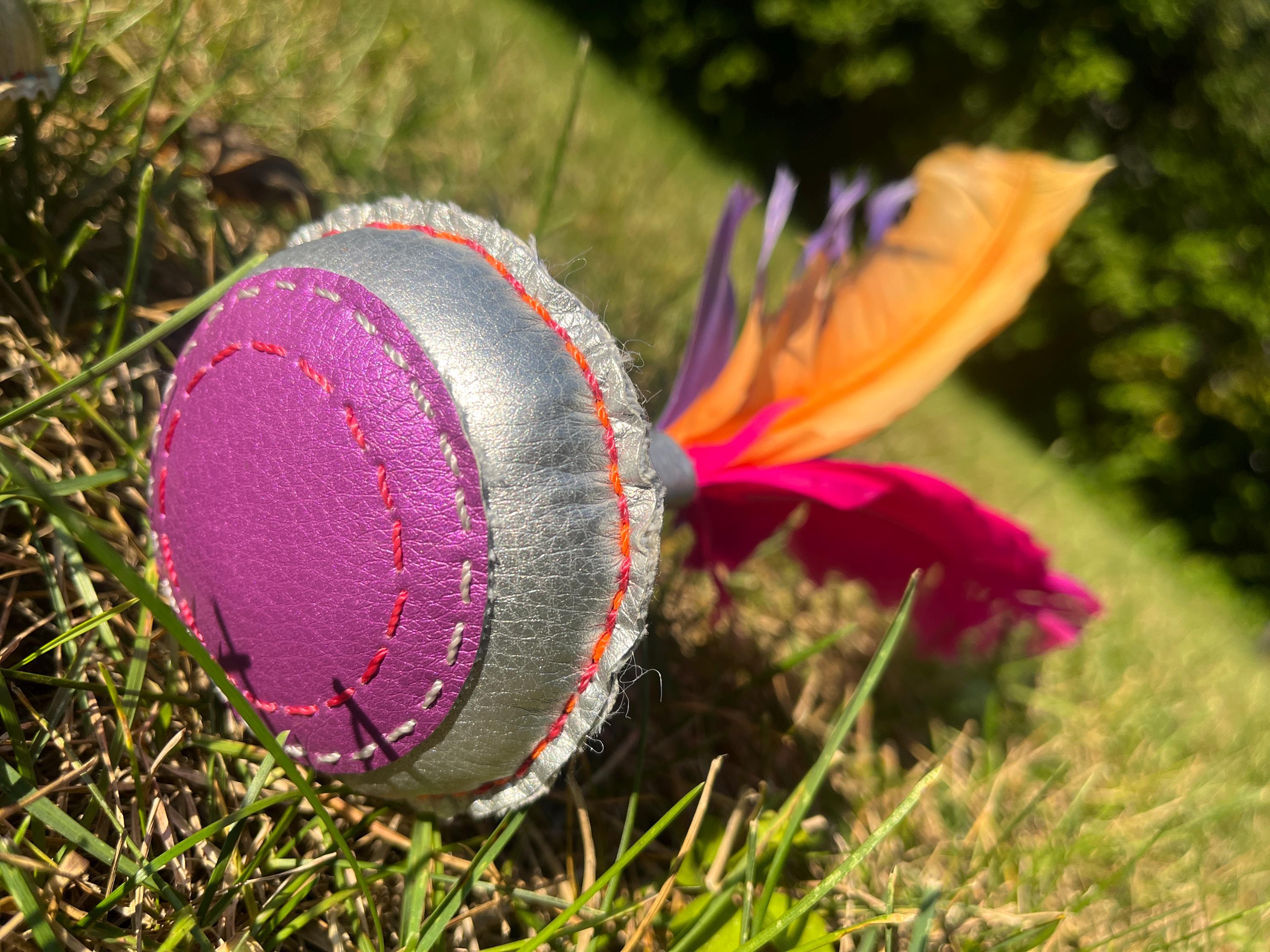 Handmade Mexican Peteca Toy: Vibrant METALLIC Colors Turkey Feathers ...
