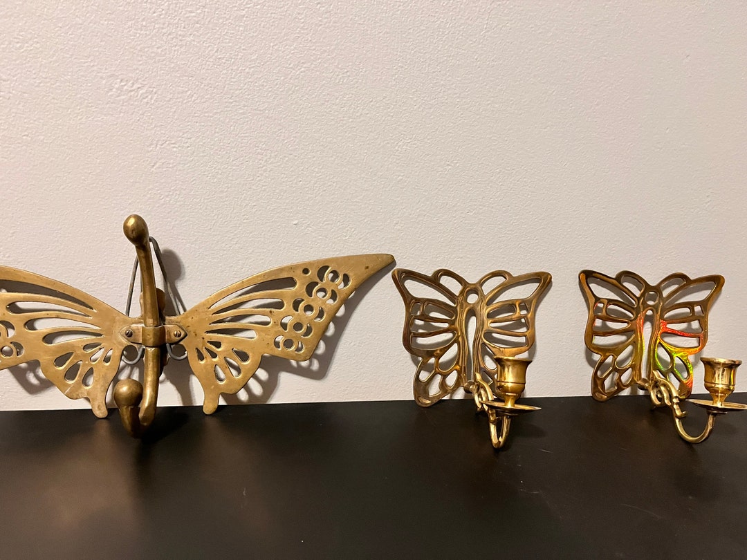 Vintage Solid Brass Butterflies: Chandelier Candlestick Hook - Etsy