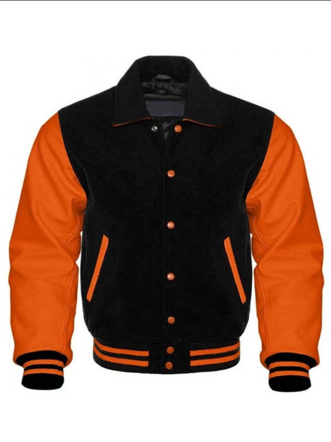Unisex Letterman Bomber Varsity Black Wool Boby and Red Leather Sleeves ...