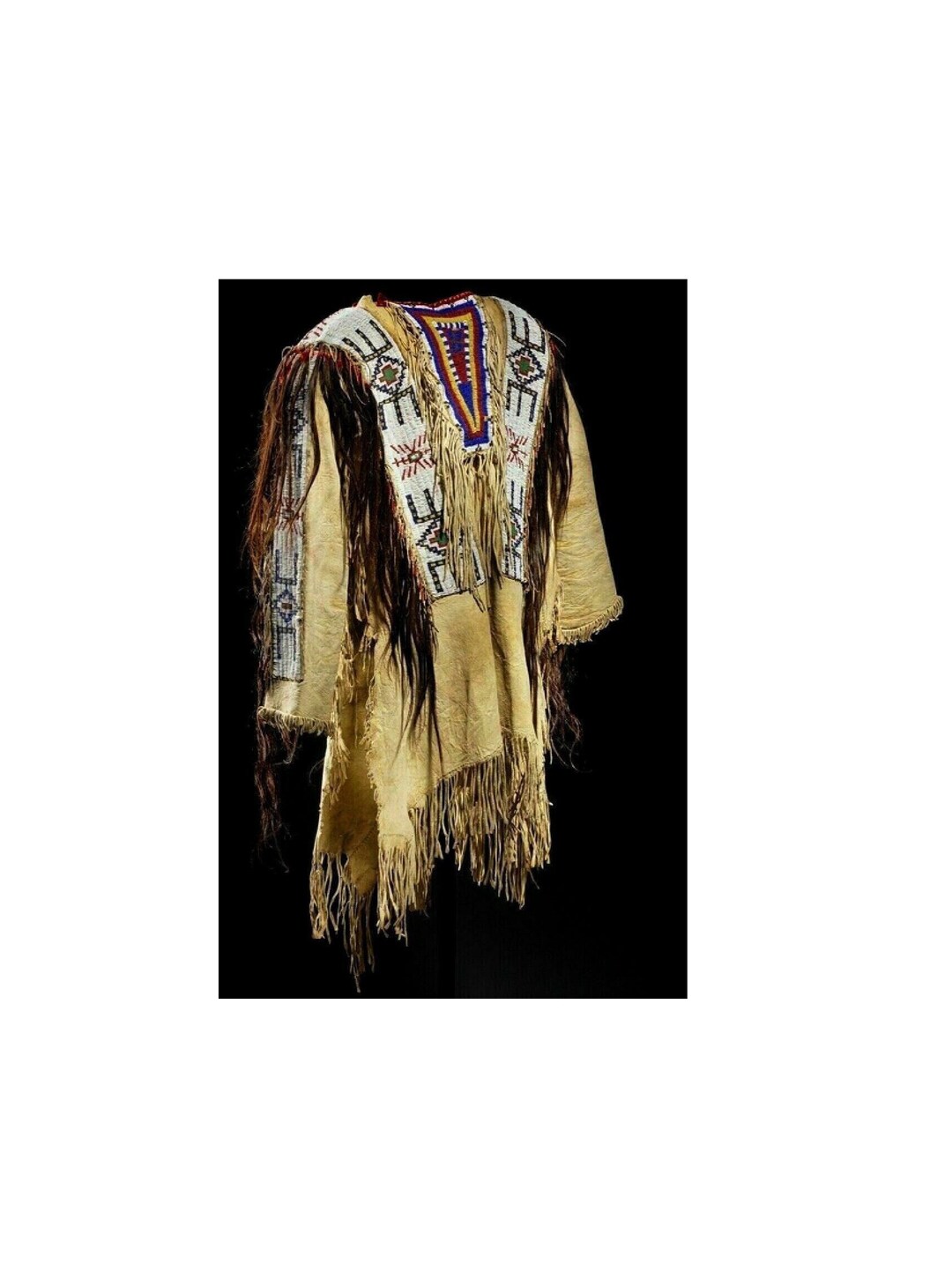 Men Native American Western Style Warrior Scalp Suede Leather Shirt ...