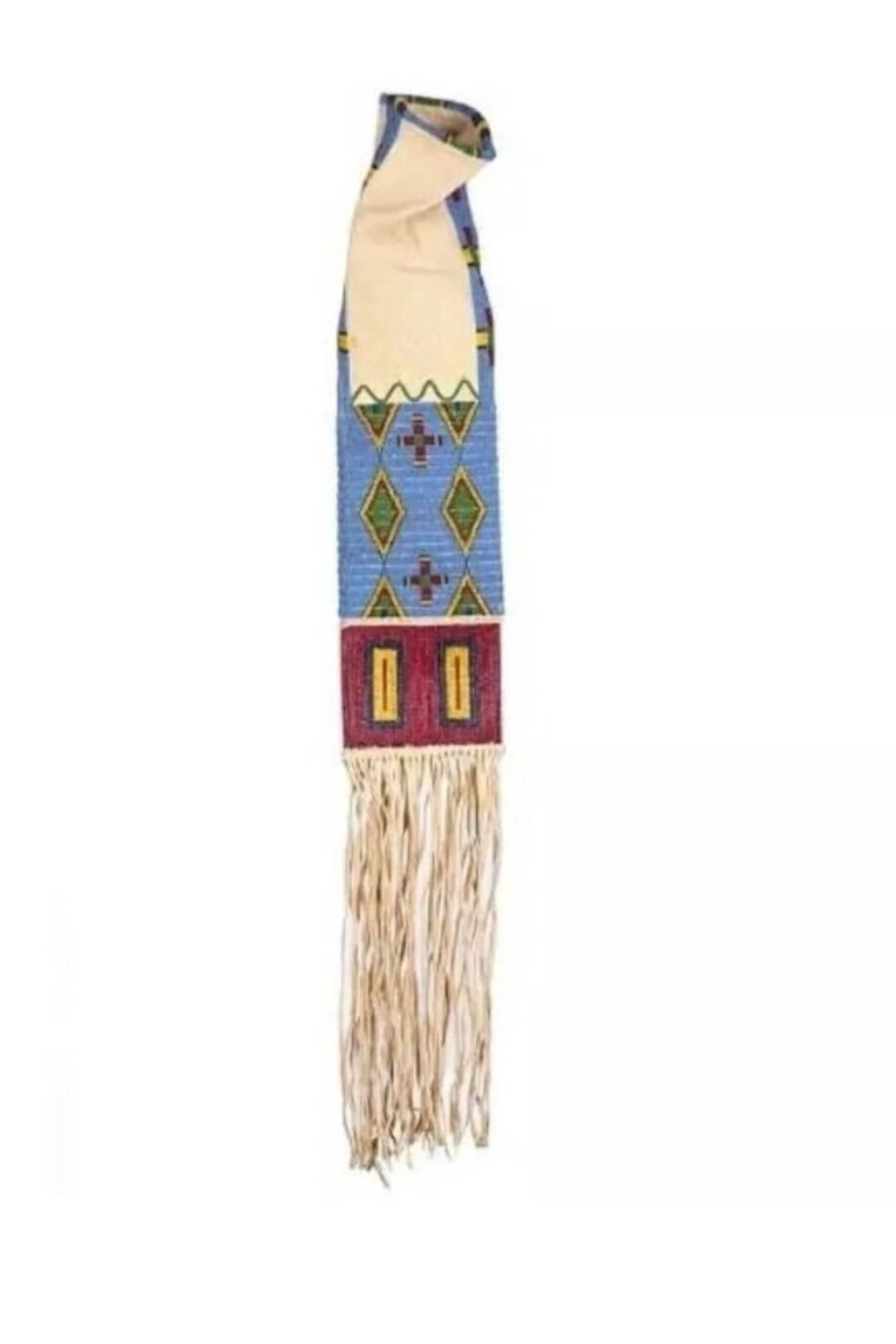 Native American Indian Beaded Sioux Plain Pipe Tobaco Bag Suede Leather ...