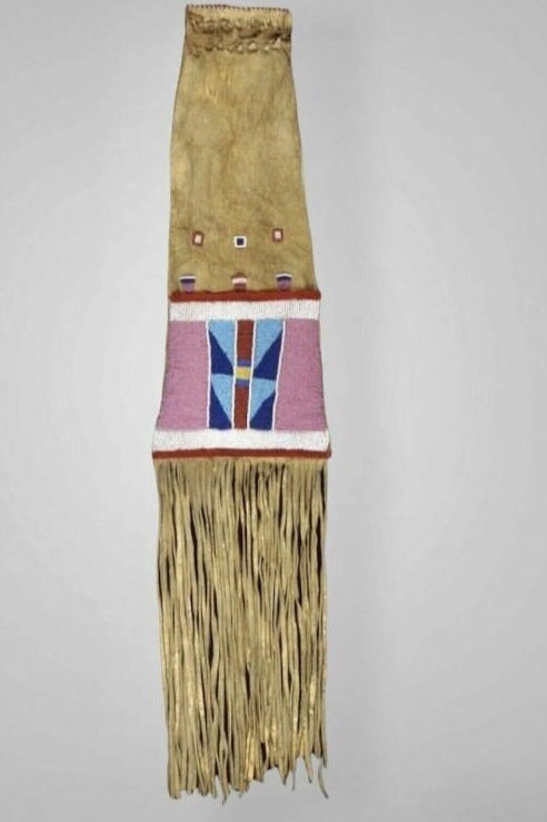 Native American Indian Beaded Sioux Plain Pipe Tobaco Bag Suede Leather ...