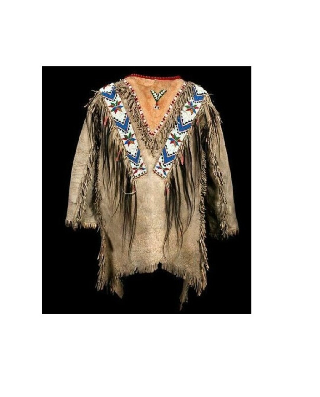 Men Native American Western Style Warrior Scalp Suede Leather Shirt ...