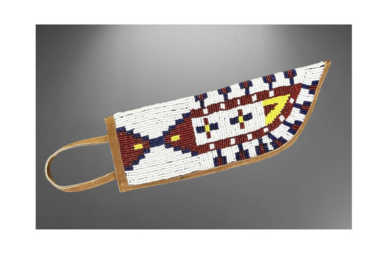 Sioux Tribe Native American Indian Beaded Knife Cover Suede Leather ...