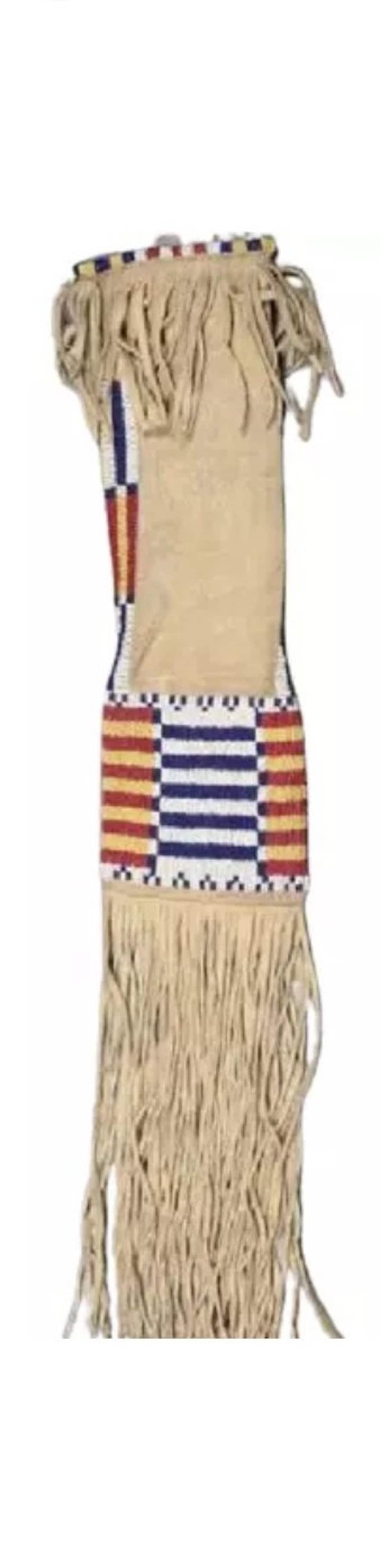 Native American Indian Beaded Sioux Plain Pipe Tobaco Bag Suede Leather ...