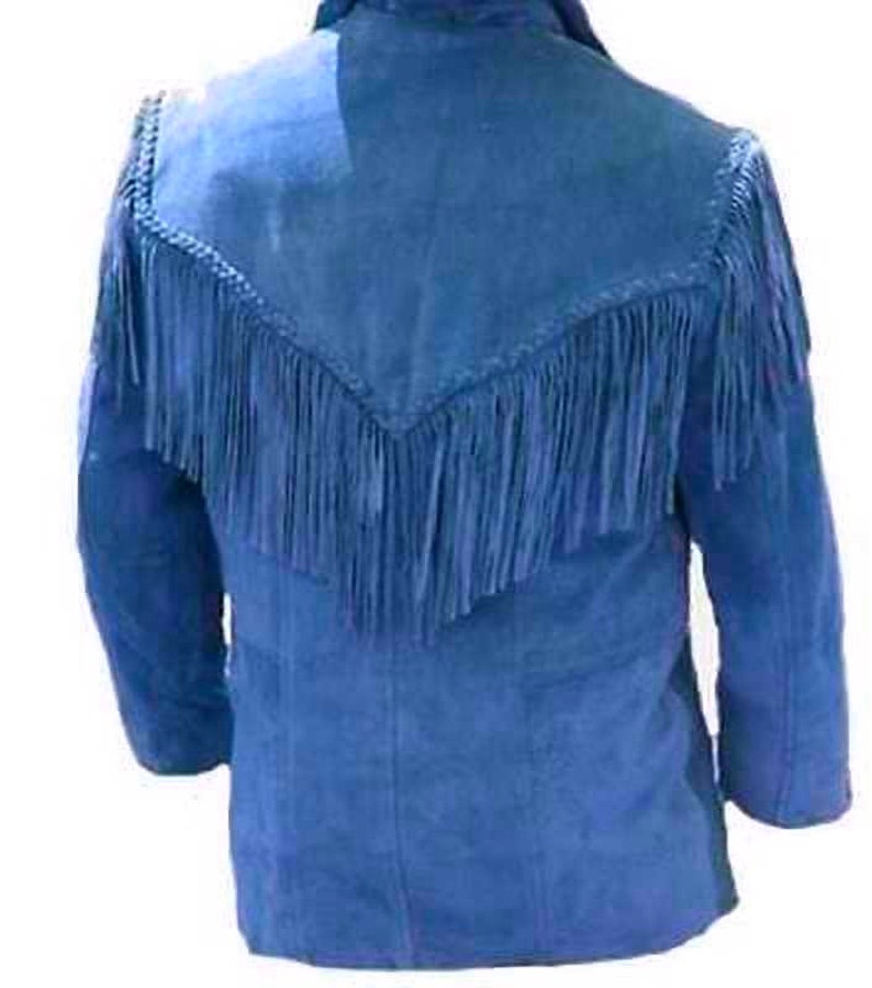 Men Native American Western Suede Leather Jacket Fringe Cowboy Jacket ...