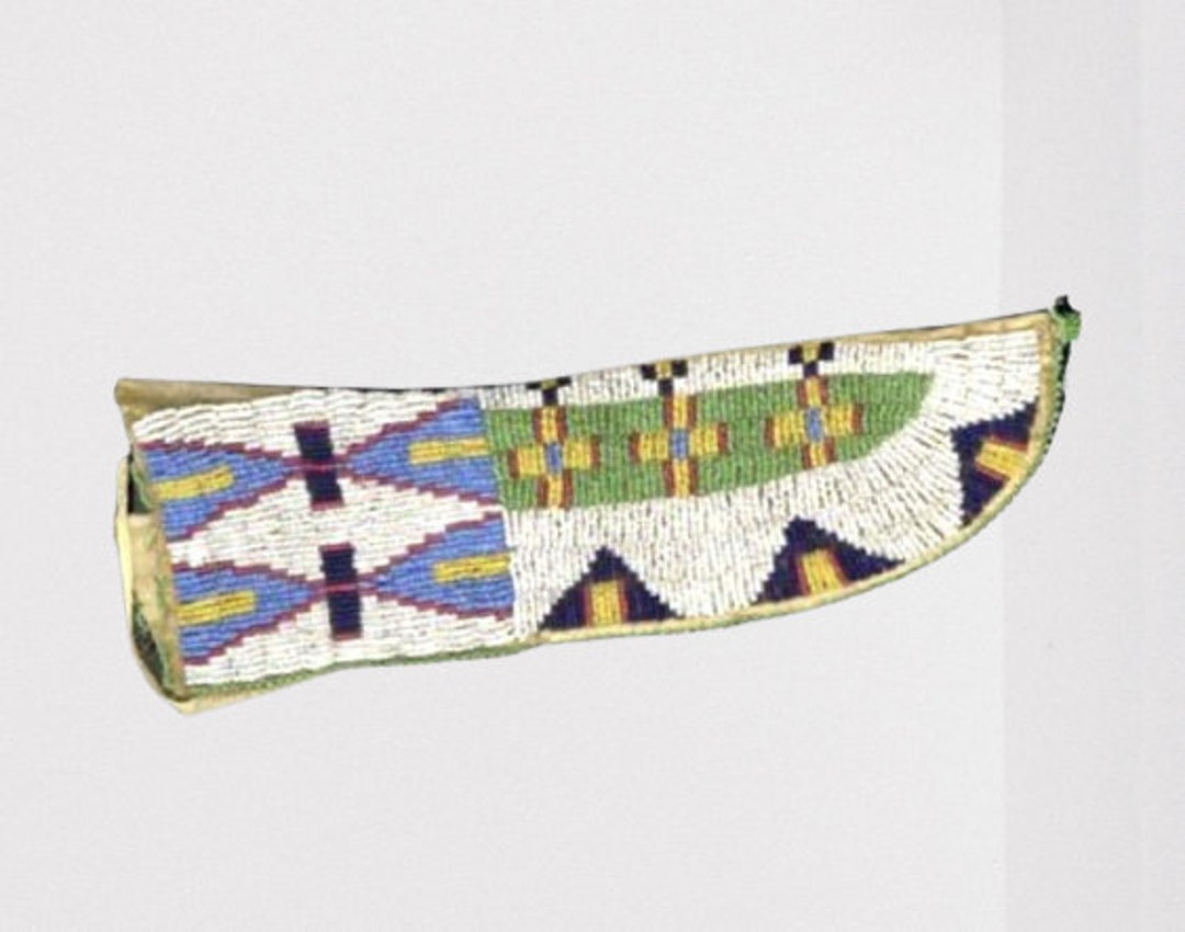 Sioux Tribe Native American Indian Beaded Knife Cover Suede Leather ...
