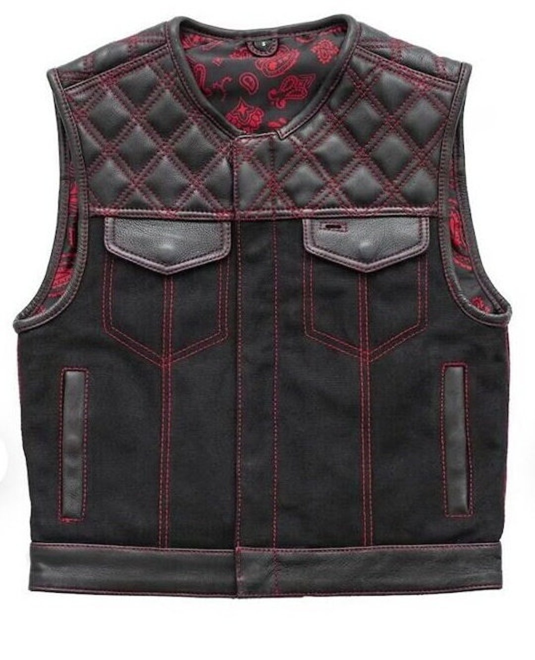 Men's Club Motorbike Leather Vest Mesh Liner Motorcycle Waistcoat ...
