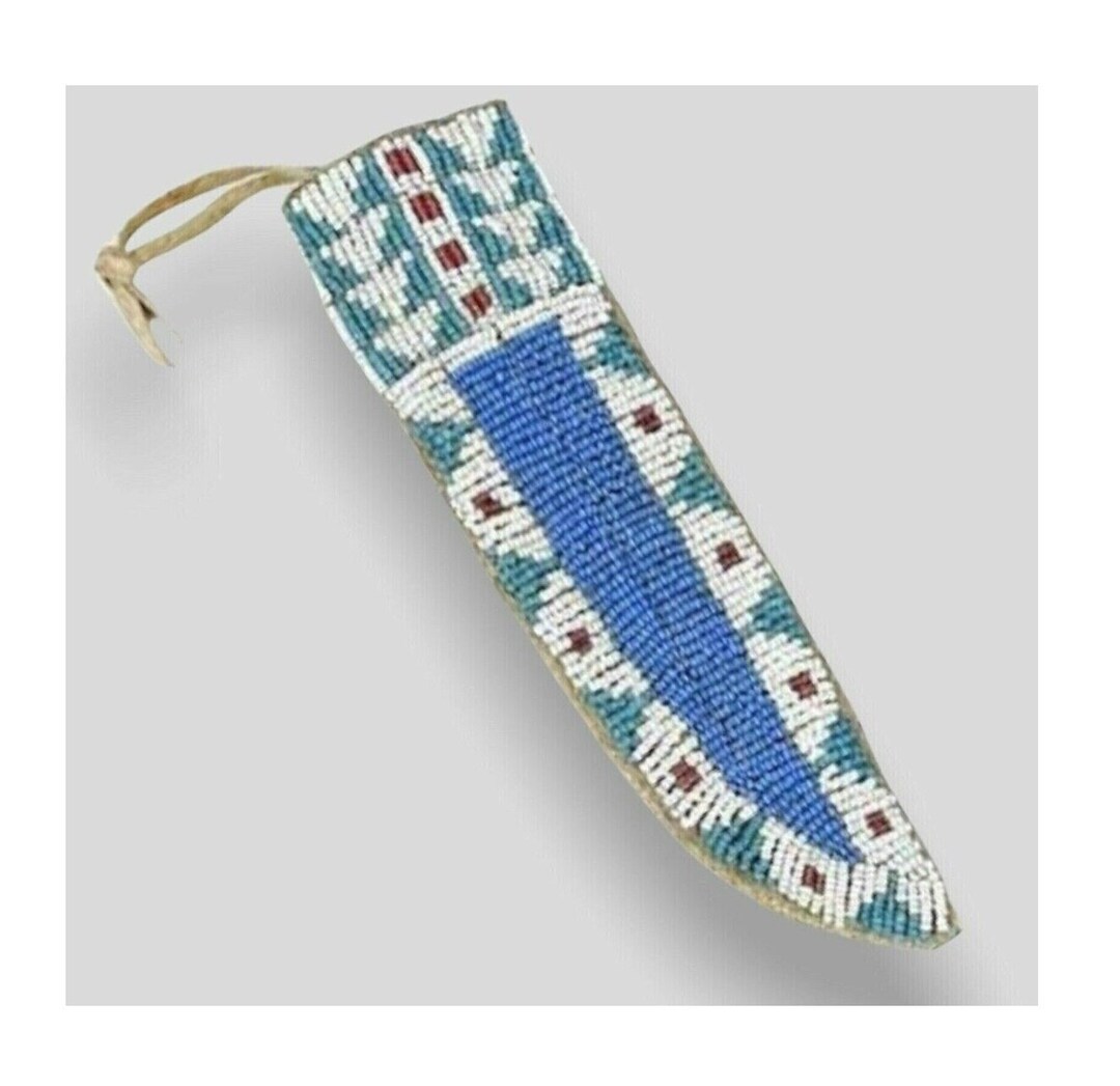 Sioux Tribe Native American Indian Beaded Knife Cover Suede Leather ...