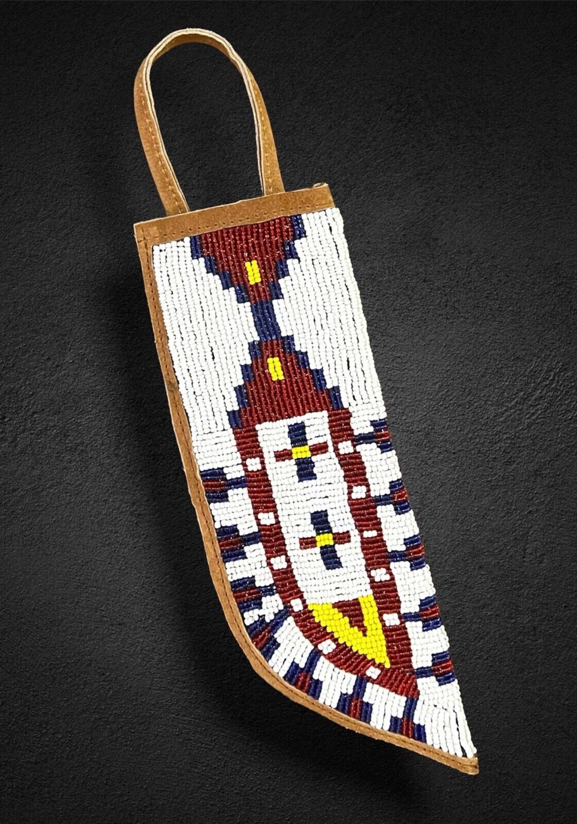 Sioux Tribe Native American Indian Beaded Knife Cover Suede Leather ...