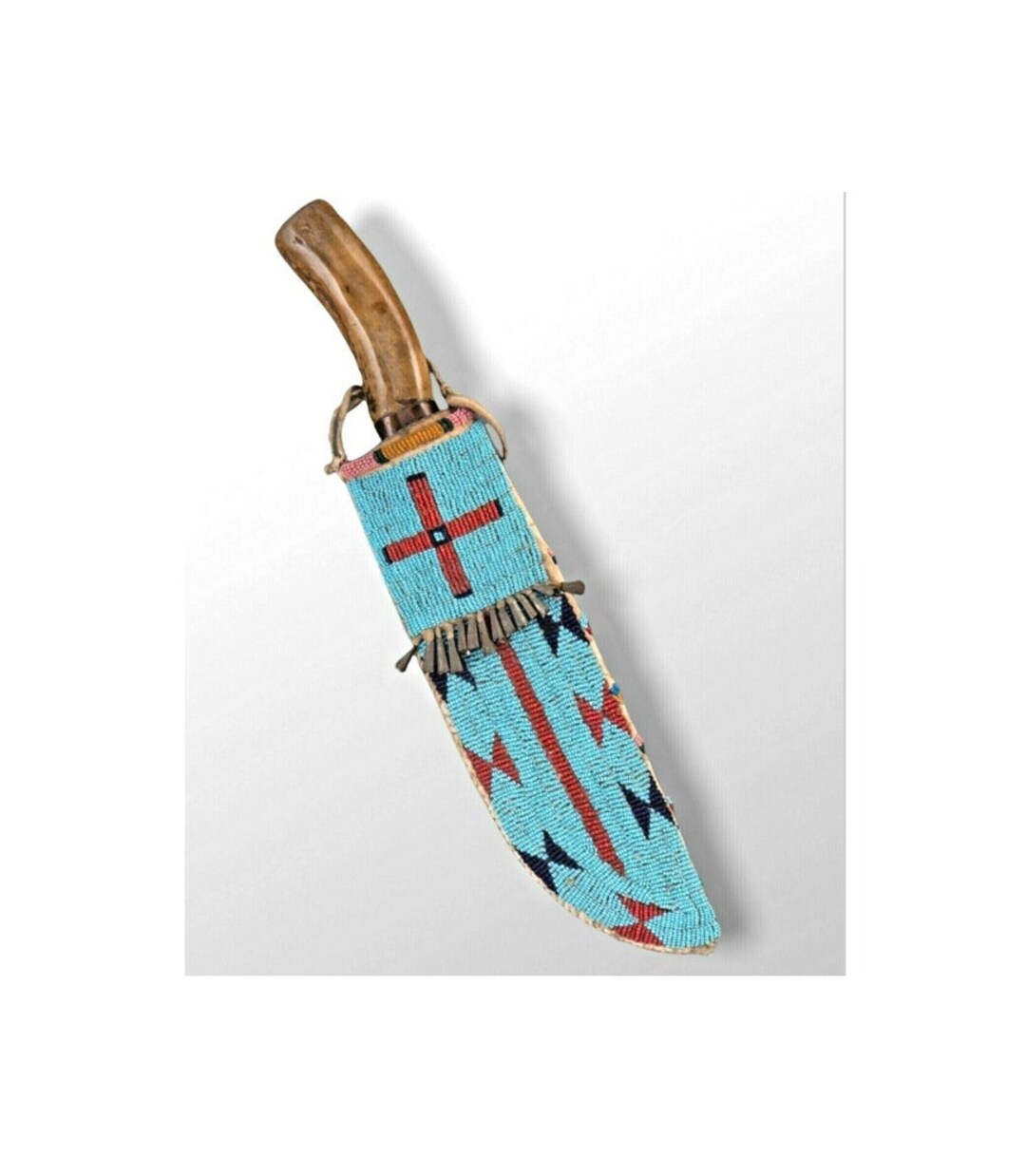 Sioux Tribe Native American Indian Beaded Knife Cover Suede Leather ...