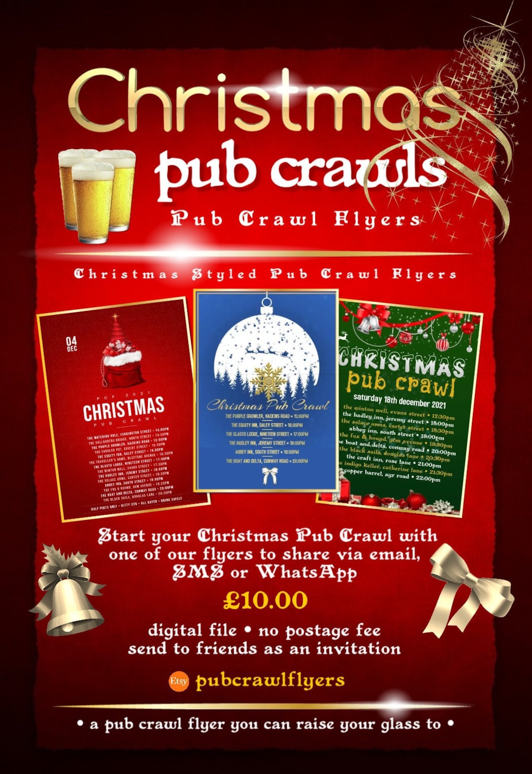 Pub Crawl Flyer || Christmas Pub Crawl || Downloadable Digital File ...