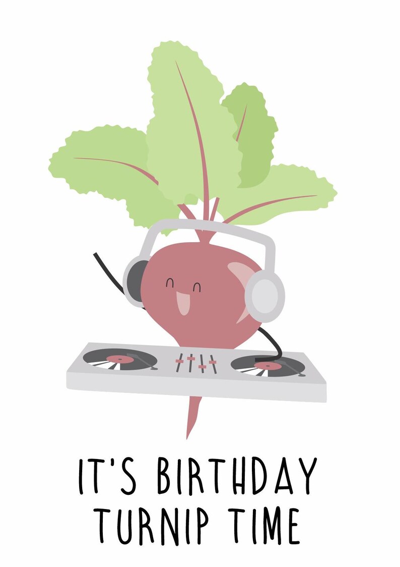 Funny Birthday Card – It’s Birthday Turnip Time – Cute Food Pun Party ...