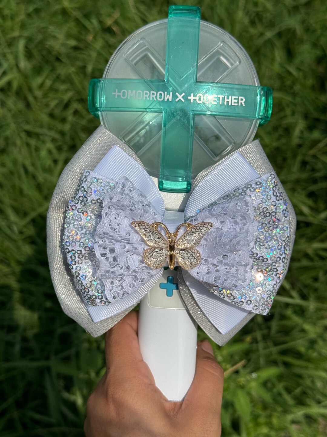 White Lightstick Bow: Butterfly Accent - Etsy