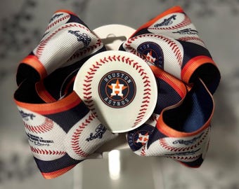 Baby Toddler Girl Houston Astros Inspired Baseball Hair Bow Bling ...