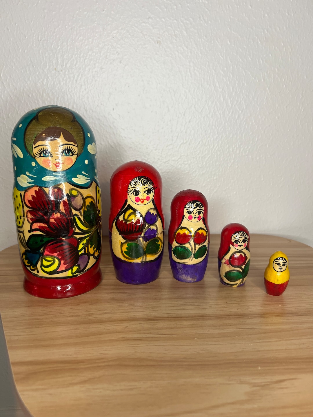 Vintage Russian Matryoshka Dolls, Wooden Babushka, Nesting Dolls ...