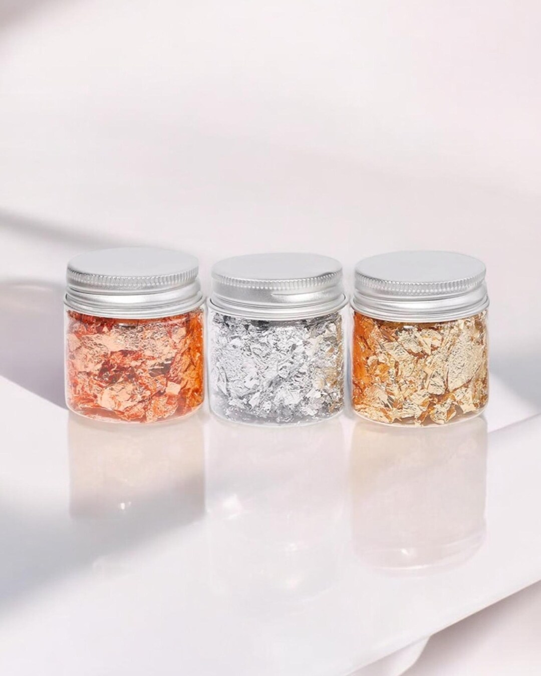 Metallic Foil Flakes Variety Pack, Rose Gold Silver Gold , Nail ...