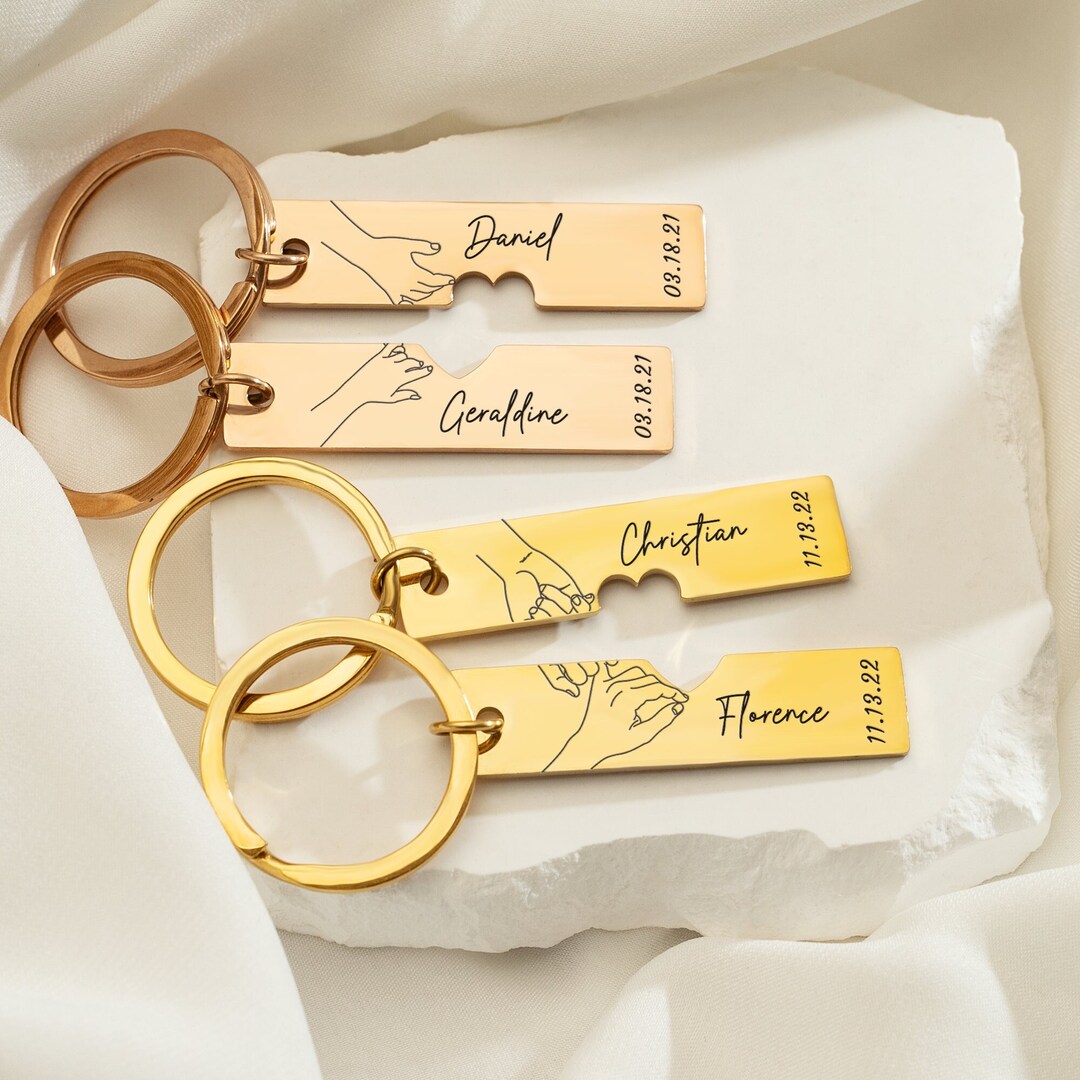 Pinky Promise Couple Keychains,custom Couple Heart Keychain Set, Pinky ...