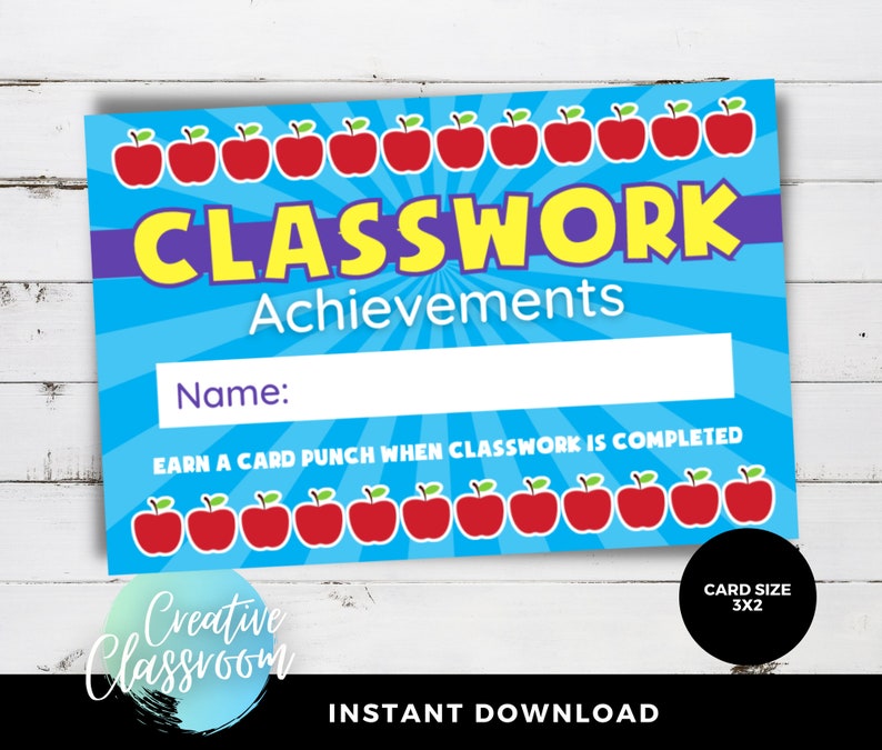 Classwork Achievement Cards | Reward | Student | Teacher - Etsy