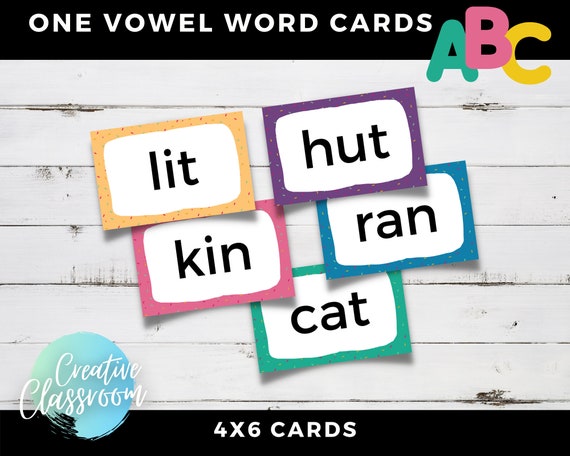 One Vowel Word Cards Reading Practice Preschool | Etsy