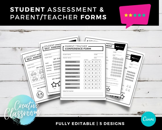 Student Assessment & Parent/teacher Forms EDITABLE FILES | Etsy