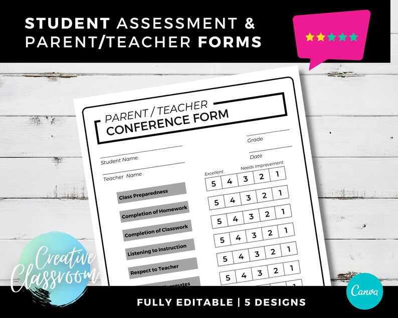 Student Assessment & Parent/teacher Forms | EDITABLE FILES | Meet the ...