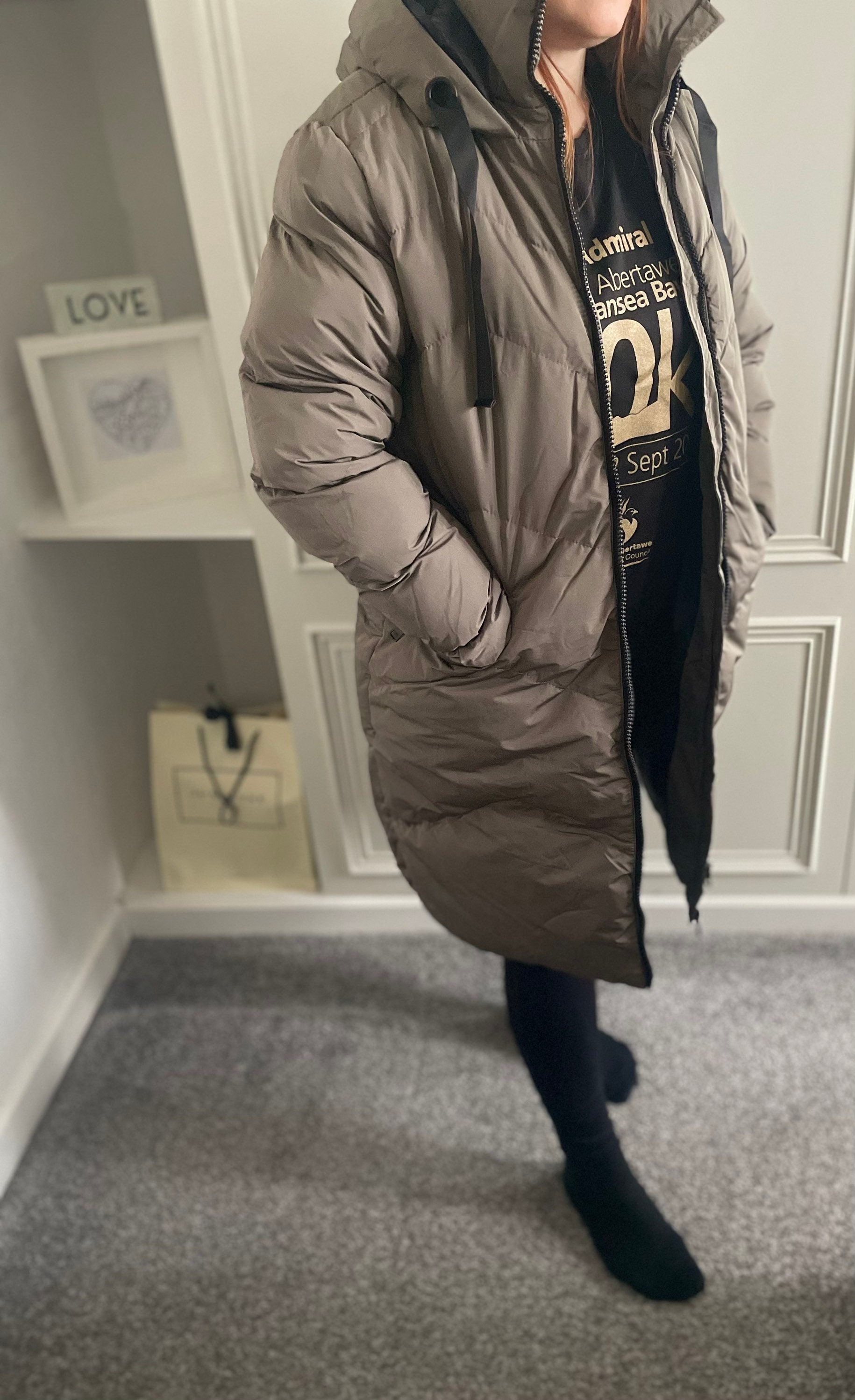 Grey Longline Puffer Jacket - Etsy UK