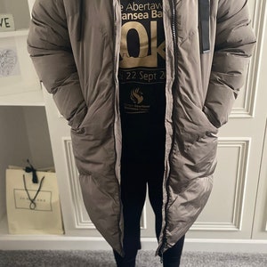 Grey Longline Puffer Jacket - Etsy UK