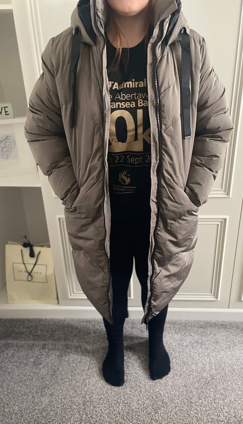 Grey Longline Puffer Jacket - Etsy UK