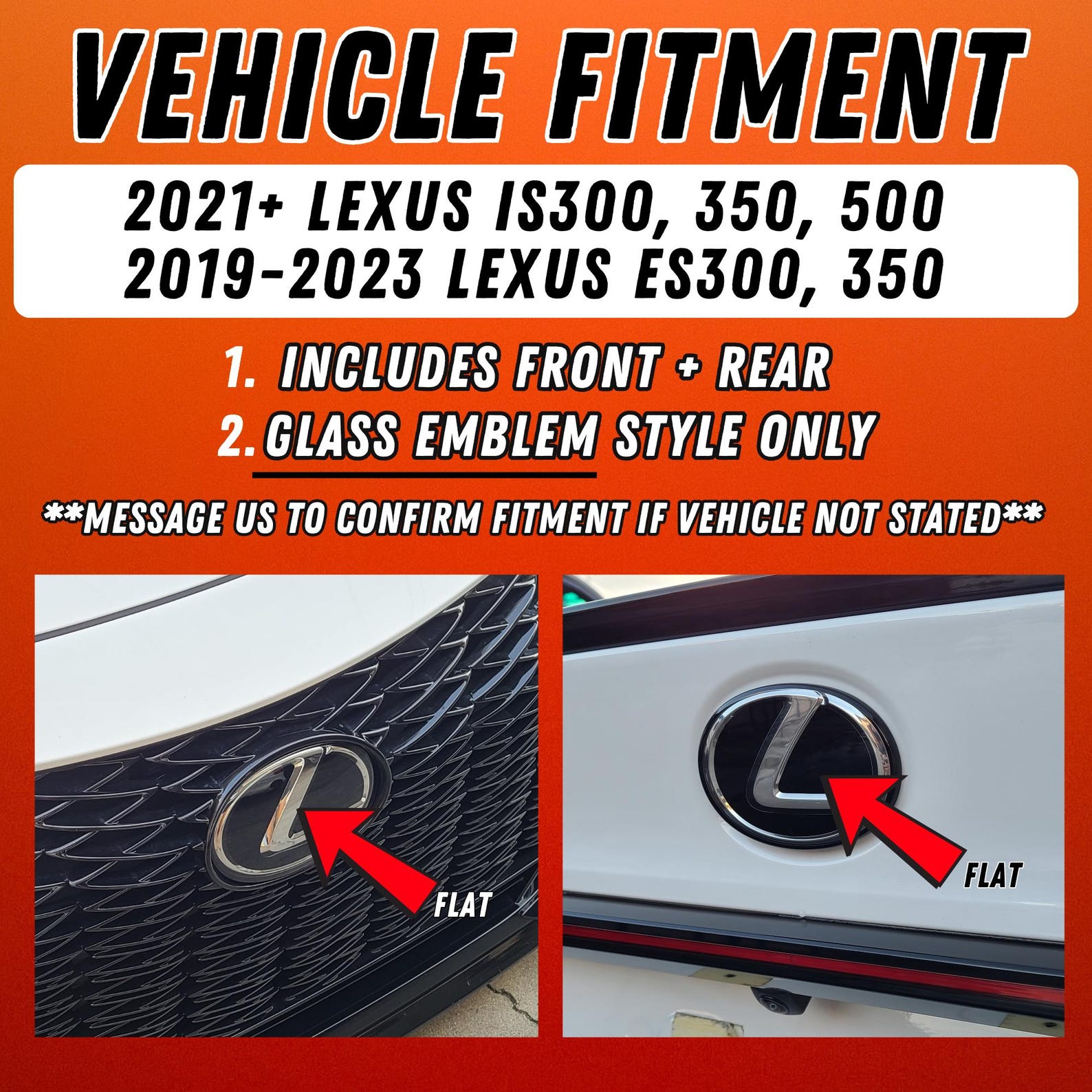Lexus Emblem Vinyl Overlay Decal Set Front + Rear Combo | 2021+ IS and ...