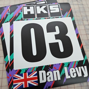 Vintage HKS Power Inspired Track Racing Numbers Set Custom Name, Flag ...