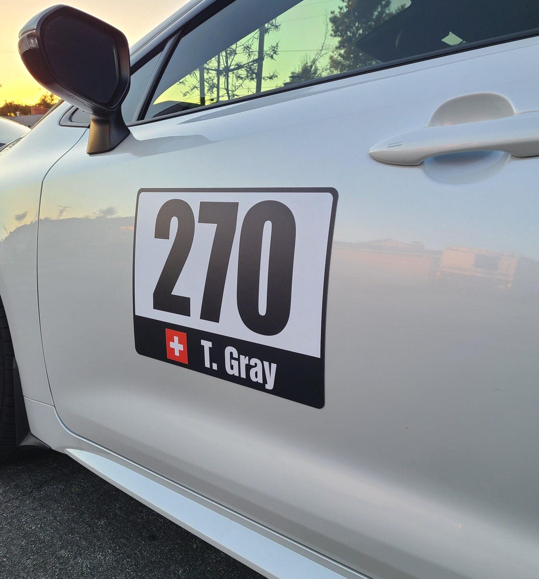 Autocross Numbers Set Track Day Custom Car Race Number, Name, Flag ...