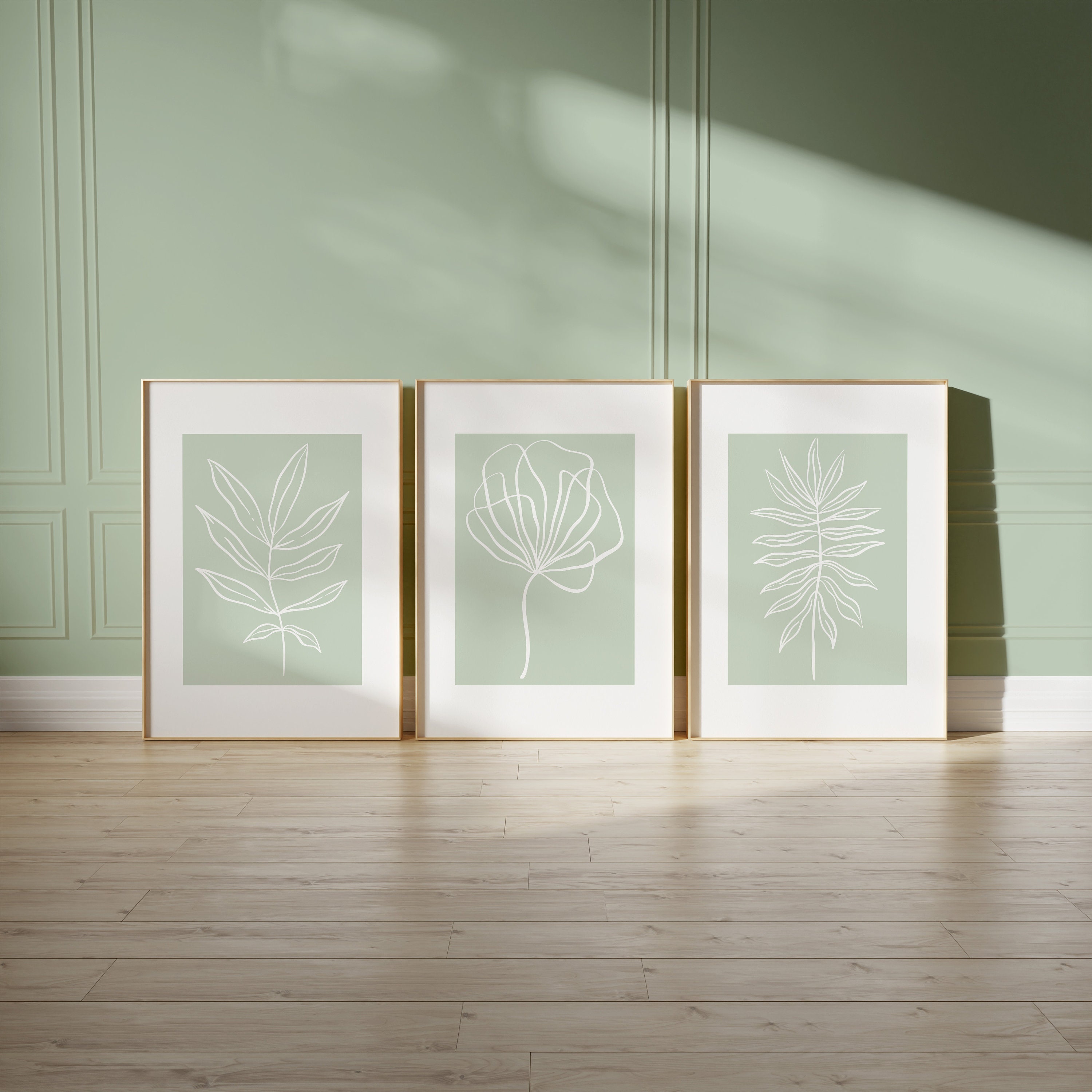 Sage Green Prints Set of 3 Wall Art Prints Botanical Lounge - Etsy UK