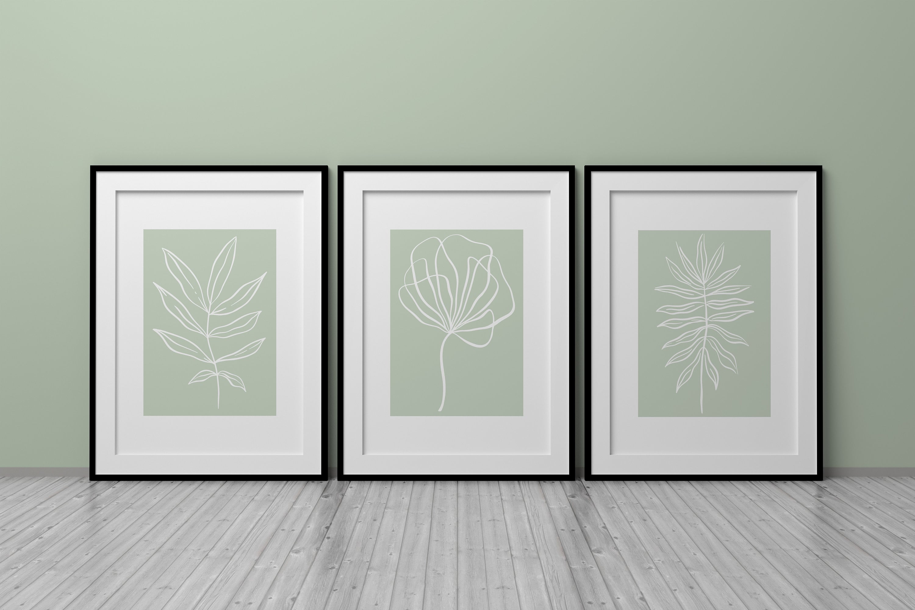 Sage Green Prints Set of 3 Wall Art Prints Botanical Lounge - Etsy UK