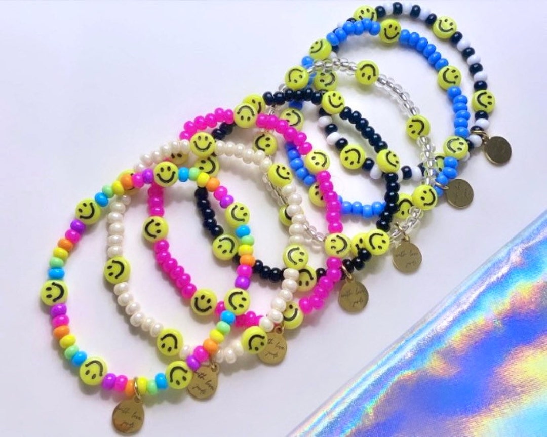 Y2K Smiley Face Bracelet, Happy Face Bracelet, Bestie Matching ...