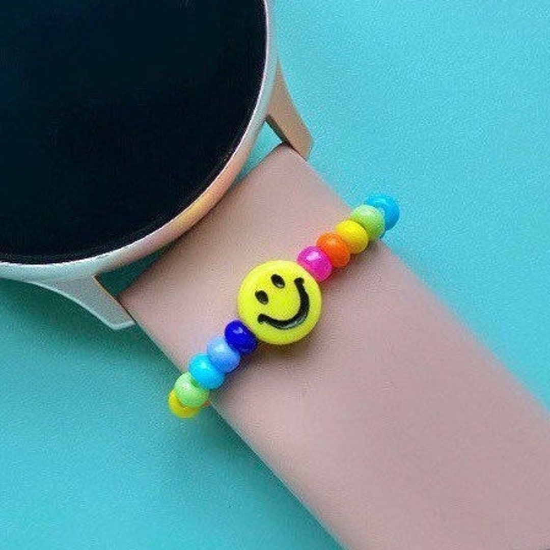Smiley Rainbow Halo Watch Charm, Happy Face Colorful Apple Watch Rings ...