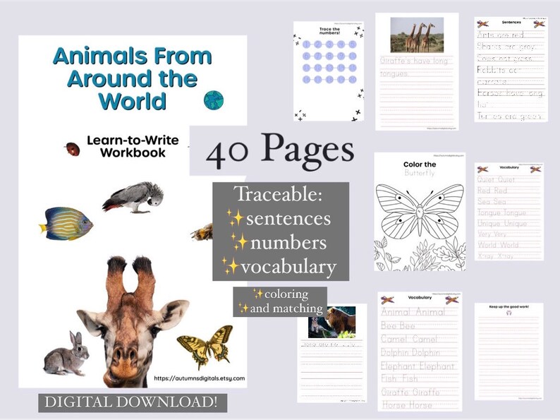 Animals From Around the World | Learn-to-write Workbook | Digital ...