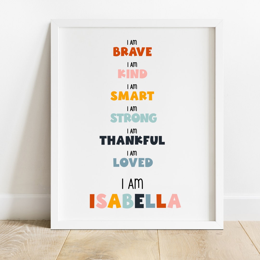 Custom Printable Poster, Kids Name Affirmation Print, Kids Positive ...