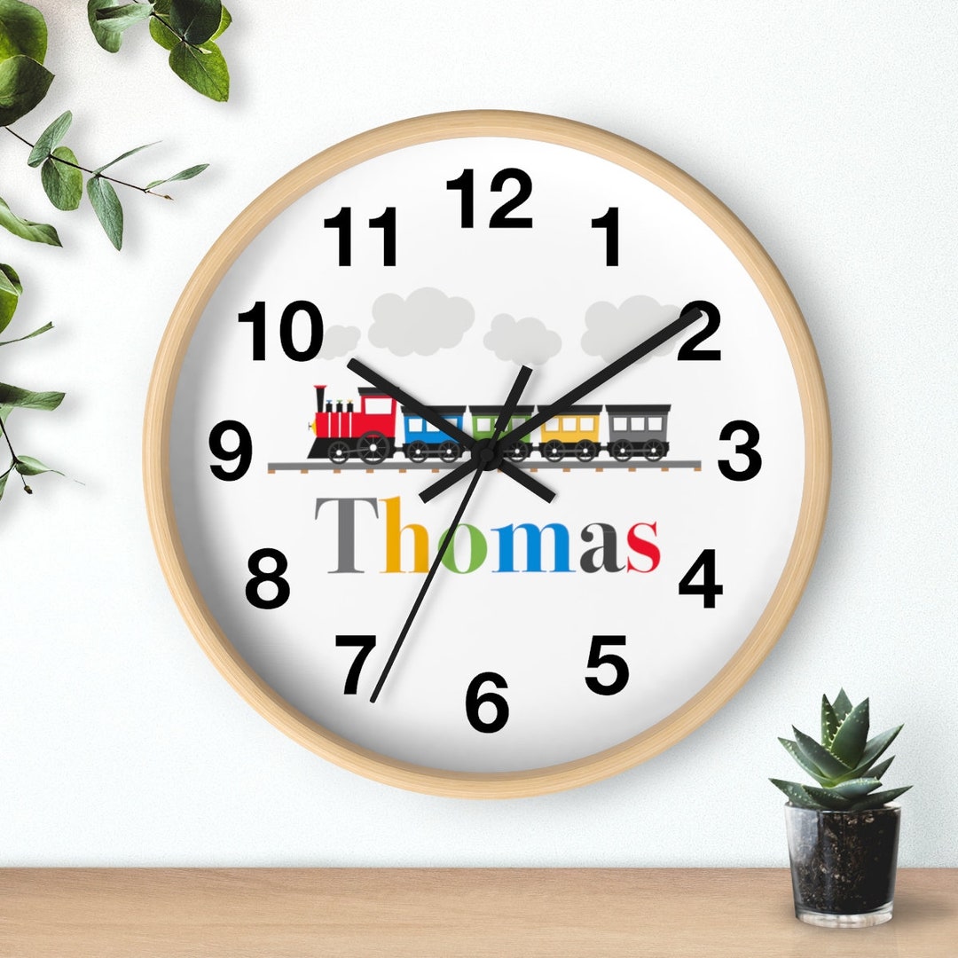 Custom Steam Train Wall Clock, Decorative Nursery Clock Kids Clock Wall ...