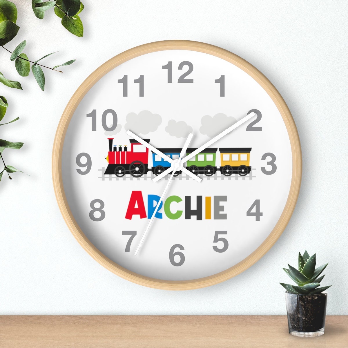 Personalized Steam Train Wall Clock, Decorative Nursery Clock Kids ...