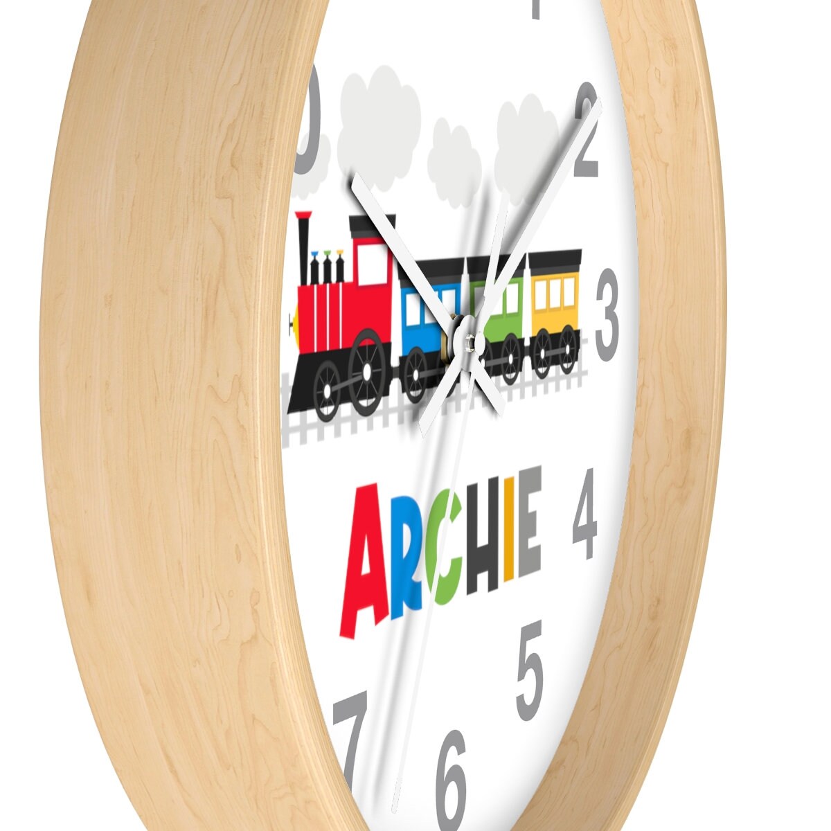 Personalized Steam Train Wall Clock, Decorative Nursery Clock Kids ...