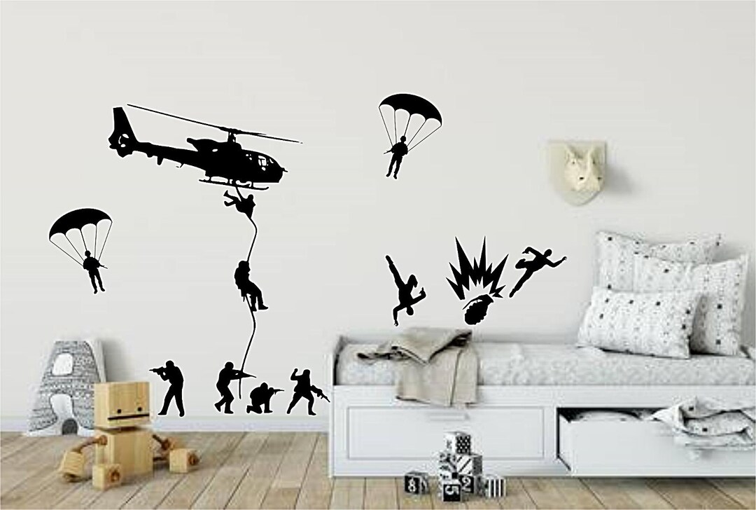 ARMY MILITARY SWAT Helicopter Troopers Men Boys Wall Vinyl Sticker ...