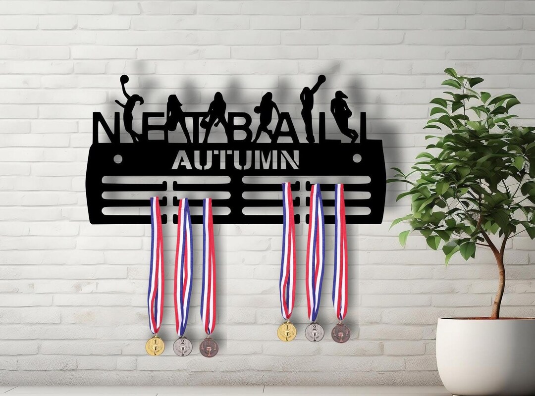 Personalised Medal Hanger Medal Holder Wall Display Rack Netball Sports ...