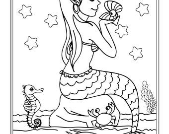 Printable Mermaid Coloring Book|100 Pages - Etsy