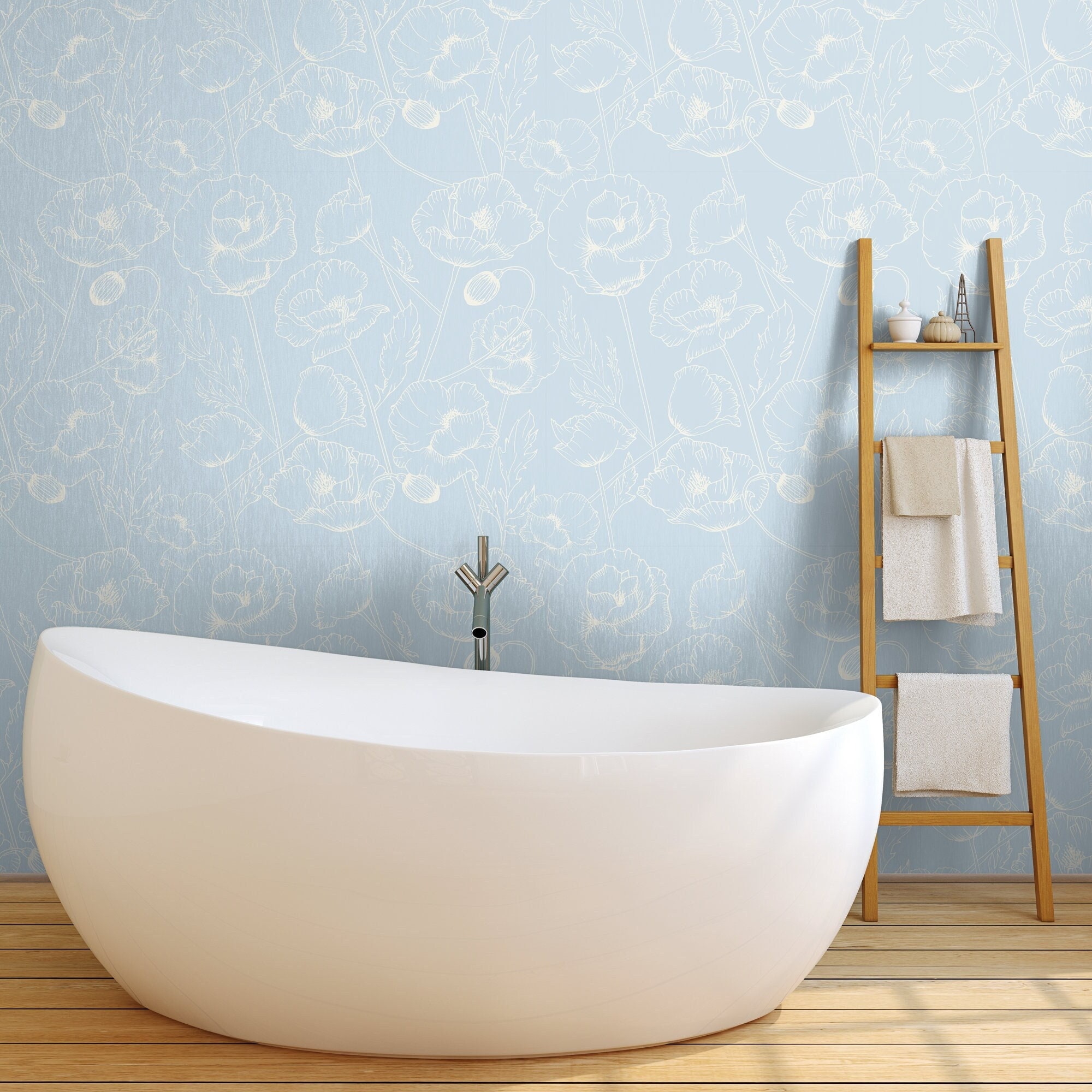 Poppy Floral Botanical Wallpaper Luxury Self-adhesive Fabric | Etsy