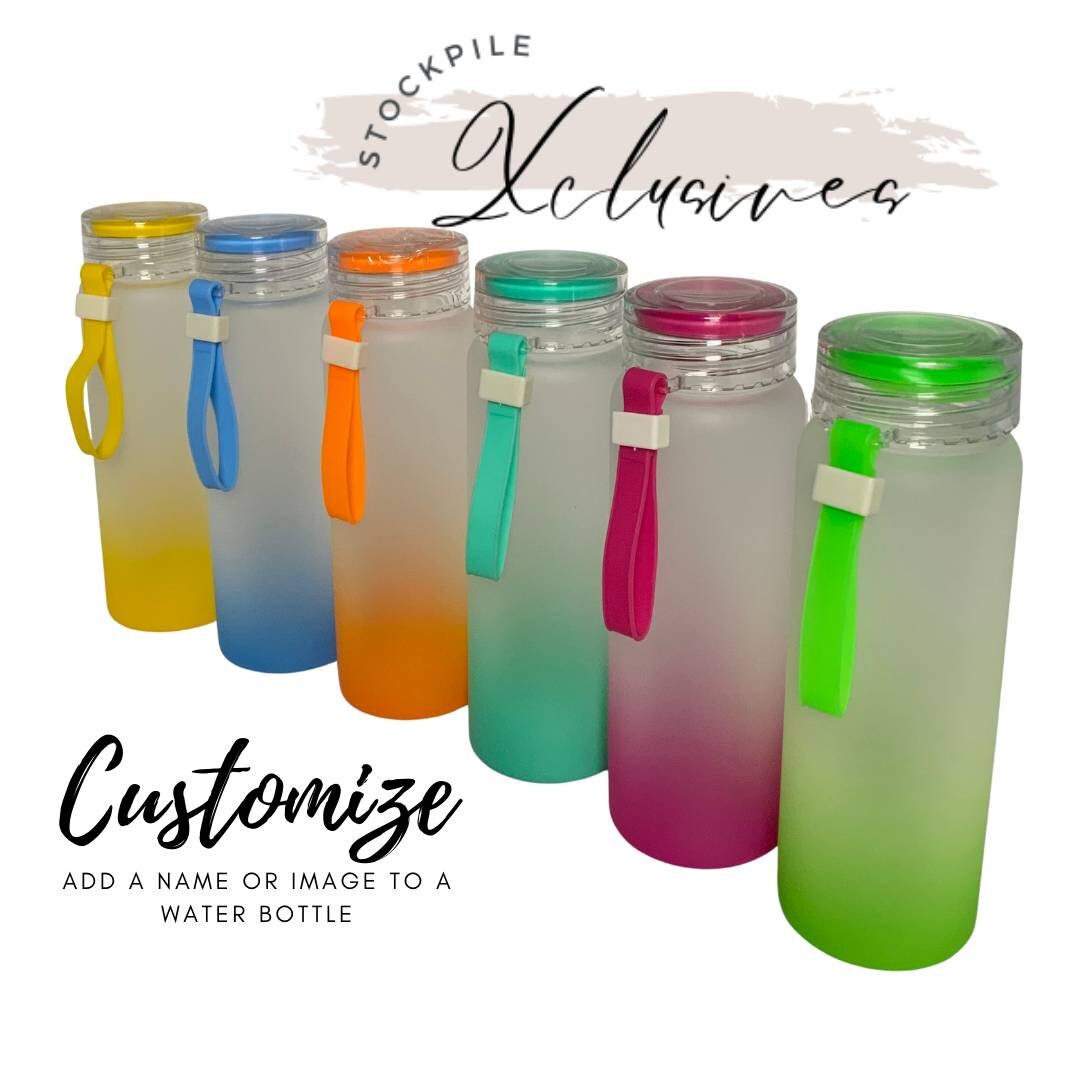 Fully Customizable Frosted Ombre Gradient Glass Water Bottle 500ml/16 ...