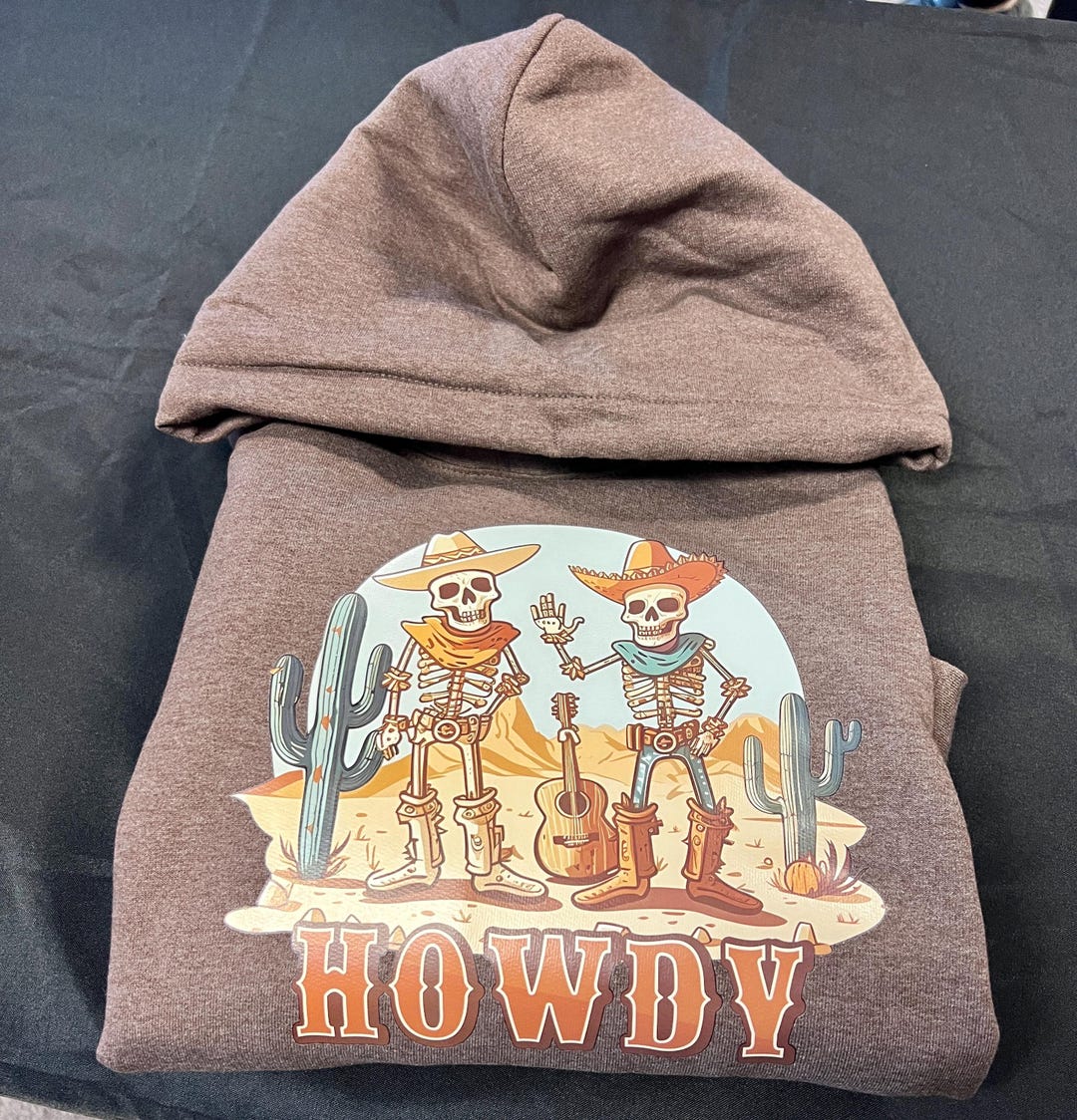 Howdy Skeleton Hoodie Western Style Brown Cosy Hoodie - Etsy