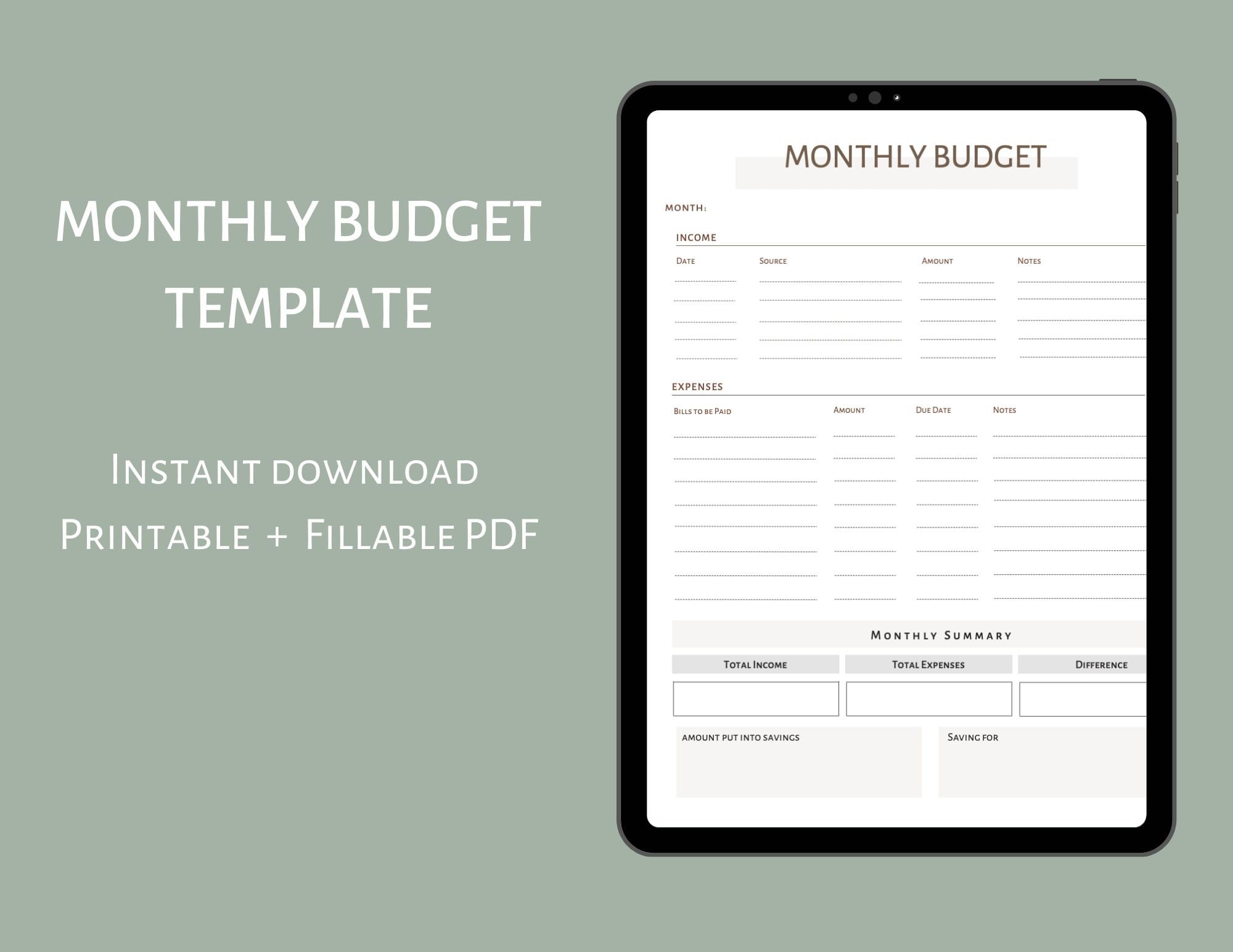 Monthly Budget Planner Instant Download Digital Print Budget Neutral - Etsy